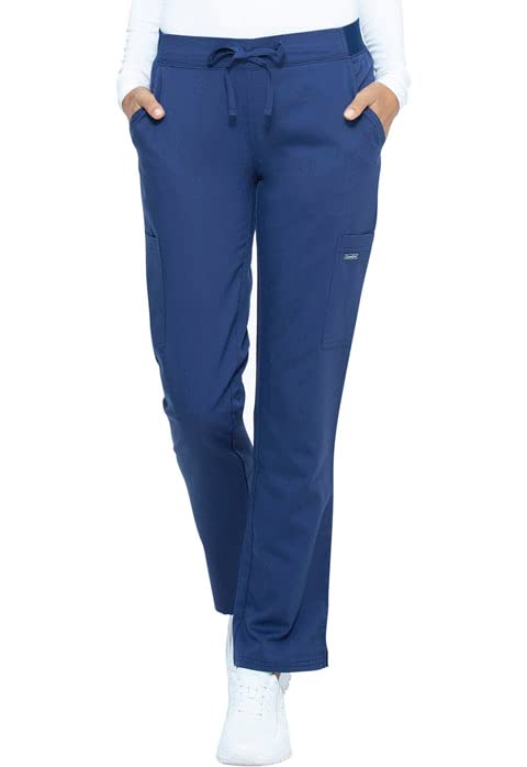 Sanibel Scrubs Stretch Women's Petite Midrise Tapered Leg Drawstring Pant (Navy - PL130P-NARS-MP)