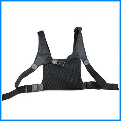 GoodQbuy Universal radio harness chest Rig Bag Pocket Pack Holster Vest for Two Way Radio (Rescue Essentials) (Leather Black)