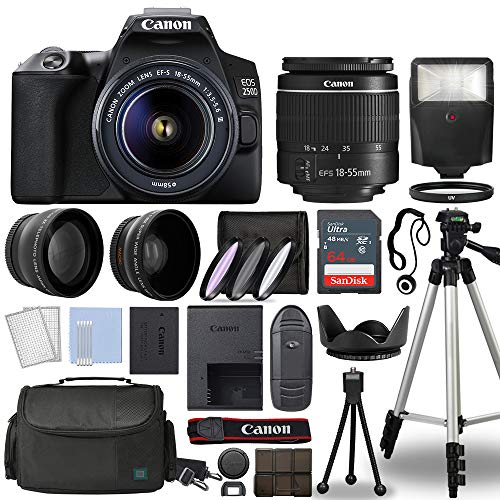 Canon EOS 250D / Rebel SL3 Digital SLR Camera Body w/Canon EF-S 18-55mm 3 Lens DSLR Kit Bundled International Model (Renewed)