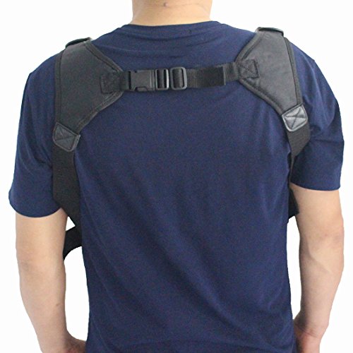GoodQbuy Universal radio harness chest Rig Bag Pocket Pack Holster Vest for Two Way Radio (Rescue Essentials) (Leather Black)