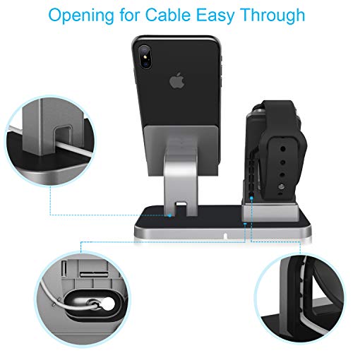 BENTOBEN Compatible with Apple Watch Stand Airpods Charger Dock Cell Phone Stand, Universal Desktop Stand Charging Station Holder for iWatch Airpods iPhone iPad Tablet Android Smartphone, Space Gray