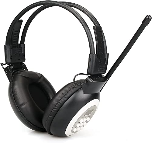 Retekess TR101 FM Radio Headphones, Headset for Mowing, Digital Wireless Radio for Mowing, Walking, Riding, Powered by AA Battery (Black)