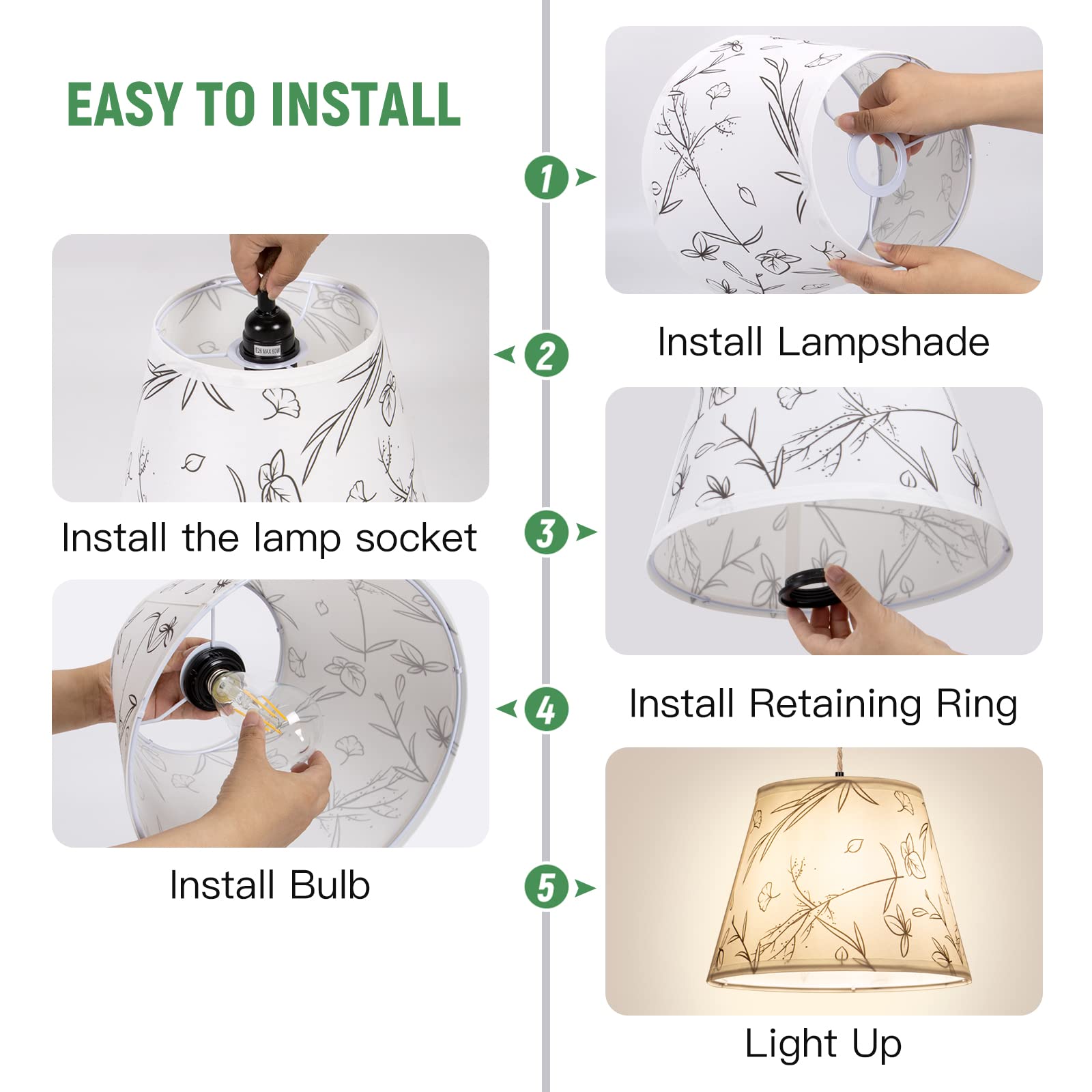 Dexnump Plug in Pendant Light, Hanging Light with Plug in Cord Dimmable Switch, Hanging Lamp with 15 ft Hemp Rope Cord, Pendant Light Fixture for Bedroom Kitchen Island Living Room (Bulb Included)
