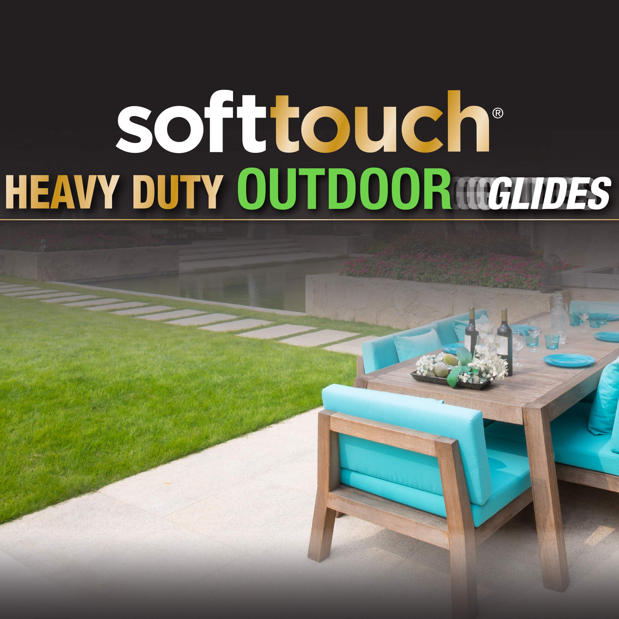Super Sliders 7/8" x 2 7/8" Self-Stick Outdoor Furniture Glides for Your Outdoor Living Spaces, Beige (12 Pack)