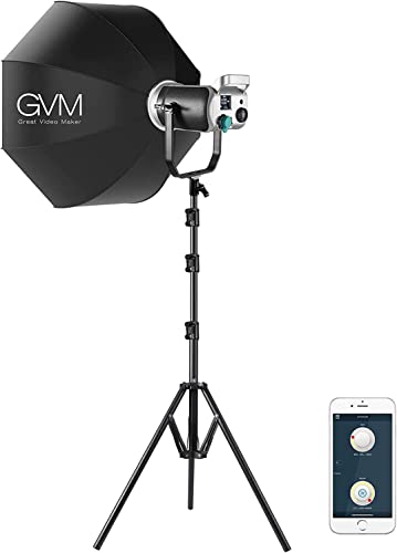 GVM 200W LED Video Light with Softbox, SD200D Photography Studio Lighting Kit with Bluetooth/DMX Control, 93000lux@0.5m 3200K-5600K Bi-Color Continuous Output Lighting for YouTube, Video, Filming