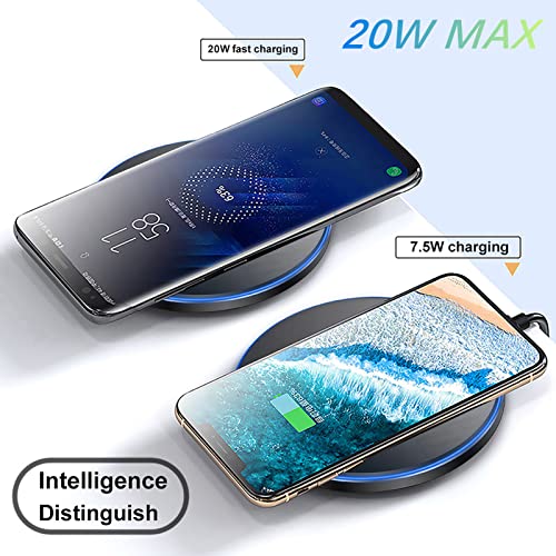 PDKUAI Wireless Charger,20W Max Fast Wireless Charging Pad with Type-C Cable Compatible with iPhone 13 14 12 11/Pro/Mini/Pro Max/SE/X/XR/8/AirPods,Samsung Galaxy/S22/S21/Note 20/10(No AC Adapter)