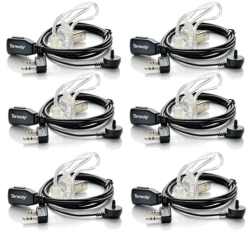 Walkie Talkie Earpiece with MIC 2 Pin Acoustic Tube Headset Two Way Radio Earpiece for BF-888S AR-5 UV-5R H-777 TW-325 Two Way Radio (6 Pack)