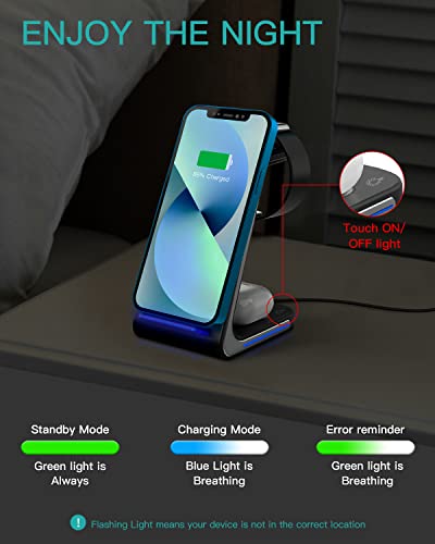 Wireless Charger, Weetla Wireless Charging Station, 3 in 1 Wireless Charging Stand for iPhone/iWatch/Airpods,for iPhone 13,12,11 (Mini,Pro, Pro Max)/XS/XR,for iWatch 7/6/SE/5/4/3/2,for Airpods 2/3/pro