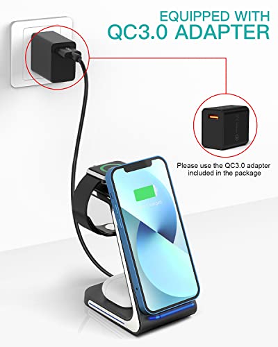 Wireless Charger, Weetla Wireless Charging Station, 3 in 1 Wireless Charging Stand for iPhone/iWatch/Airpods,for iPhone 13,12,11 (Mini,Pro, Pro Max)/XS/XR,for iWatch 7/6/SE/5/4/3/2,for Airpods 2/3/pro