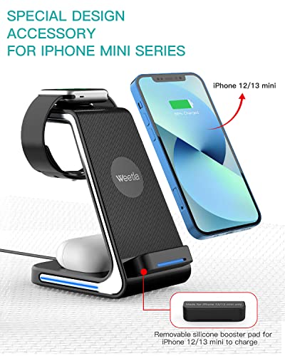 Wireless Charger, Weetla Wireless Charging Station, 3 in 1 Wireless Charging Stand for iPhone/iWatch/Airpods,for iPhone 13,12,11 (Mini,Pro, Pro Max)/XS/XR,for iWatch 7/6/SE/5/4/3/2,for Airpods 2/3/pro