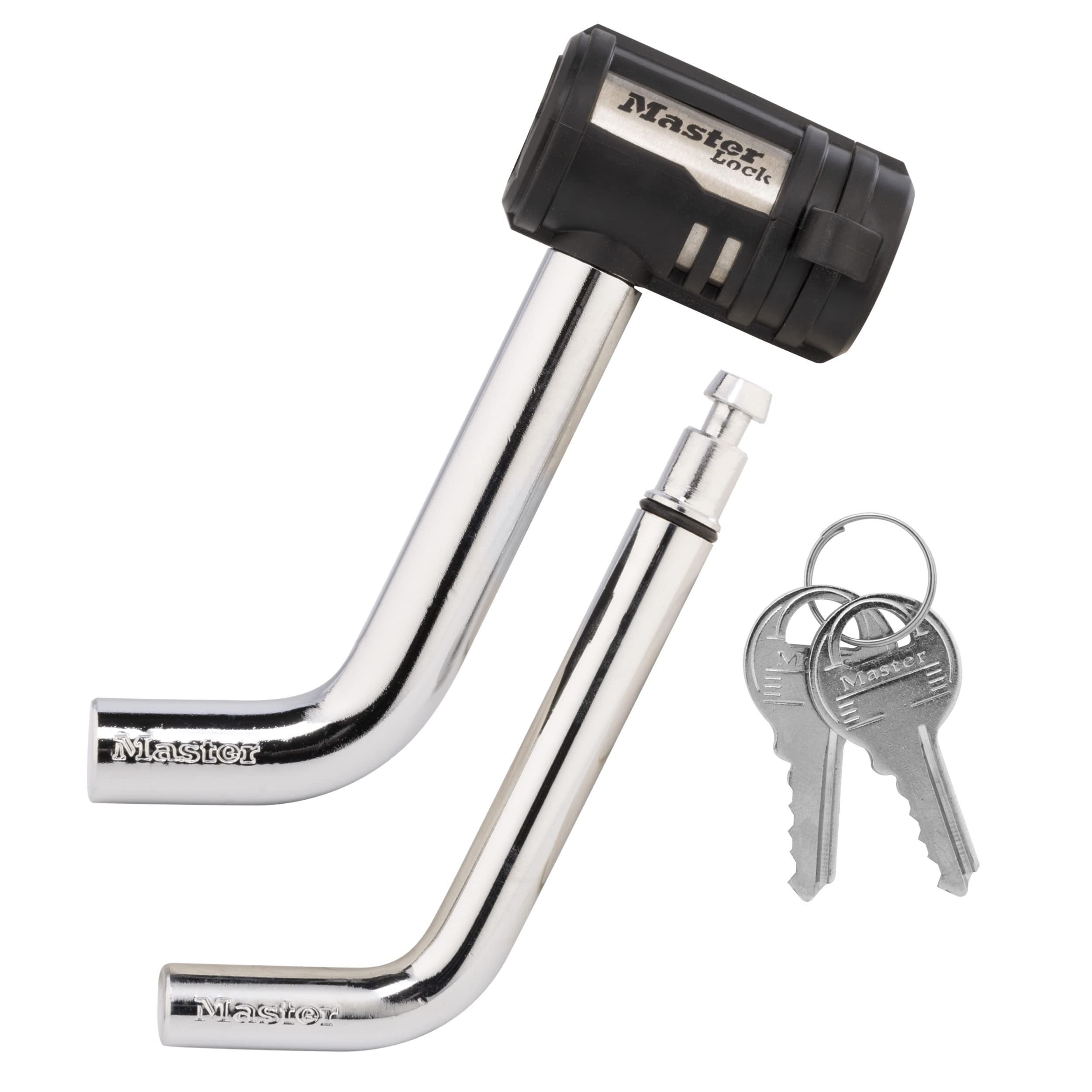 Master Lock Receiver Lock, 1/2 in. and 5/8 in. Swivel Head Receiver Locks, Weather Resistant Automotive Receiver Lock with Keys, 2866DAT