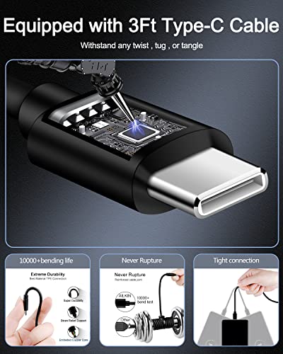 48W USB C Car Charger Fast Charging, 2Port Cigarette Lighter Adapter with 3FT Type C Phone Charger Cable for Samsung Galaxy S23 S22 S21 S20 A03s A13 Z Flip 4, Pixel 7 Pro 6a, iPhone 14 Plus, Moto
