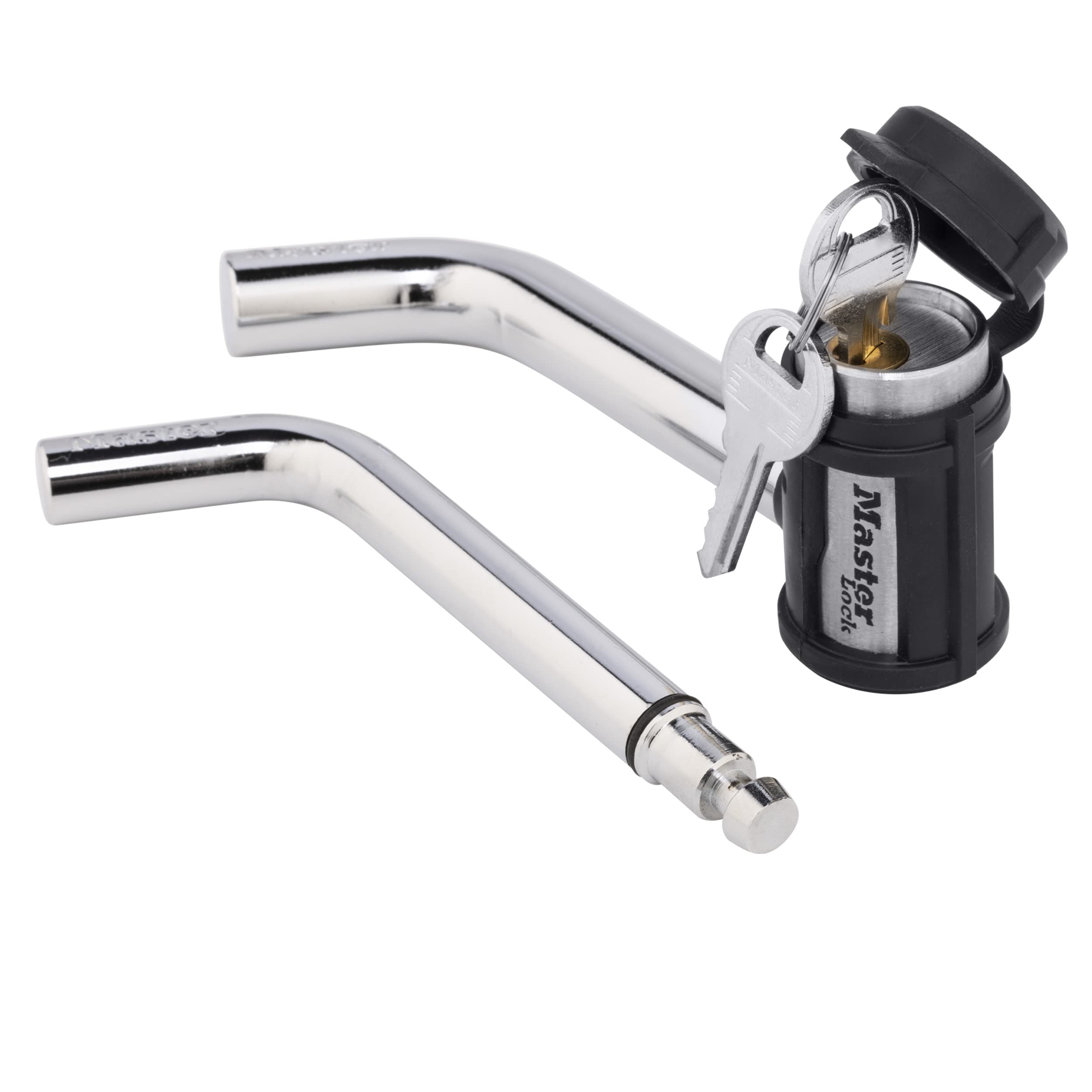 Master Lock Receiver Lock, 1/2 in. and 5/8 in. Swivel Head Receiver Locks, Weather Resistant Automotive Receiver Lock with Keys, 2866DAT