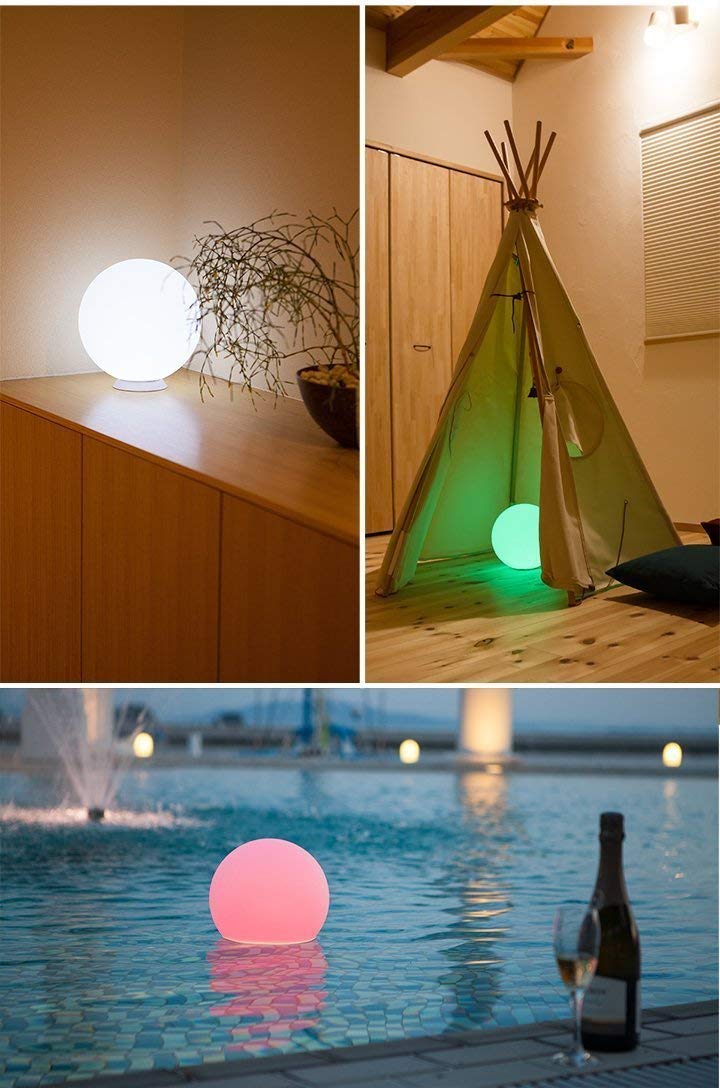 Mr.Go 8-inch Ultra-Fun LED Glowing Ball Light w/Remote, RGB Color Changing Globe Mood Lamp, 16 Colors 8 Brightness 4 Lighting Modes, Waterproof, Rechargeable & AC Adapter Power, Stunning Light Orb