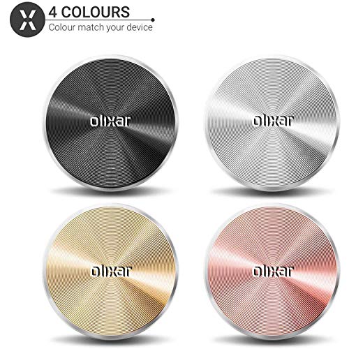 Olixar Phone Magnet Sticker, Phone Case Magnet - Put in Phone Case and Use with Car Phone Holder - Thin Magnets Stickers Mount Magnetic Plate - Black, Silver, Rose Gold & Gold - Universal - 4 Pack