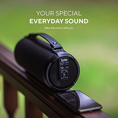 Tyler Wireless Bluetooth Speaker Water Resistant Long Range 200 watt Rechargeable Boombox USB MP3 Micro SD AUX Inputs Fm Radio Sound & Bass Carry Strap Lightweight for Home Outdoor Stereo
