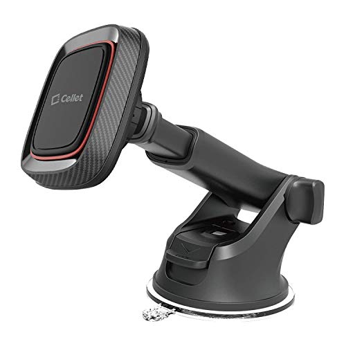 Cellet Magnetic Car Phone Mount, Universal Dashboard & Windshield, Super Strong Suction Cup Car Phone Holder Adjustable Telescopic Long-Arm Compatible with iPhone Samsung Galaxy Google Pixel Moto