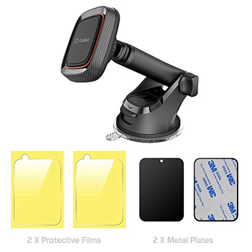 Cellet Magnetic Car Phone Mount, Universal Dashboard & Windshield, Super Strong Suction Cup Car Phone Holder Adjustable Telescopic Long-Arm Compatible with iPhone Samsung Galaxy Google Pixel Moto