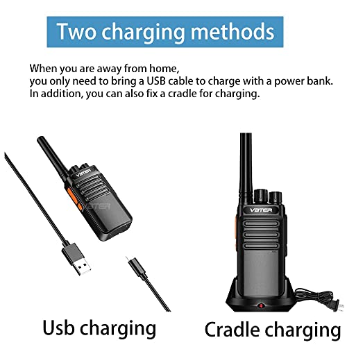 VBTER Walkie Talkies Rechargeable with Earpieces Mic, Two-Way Radios Long Range USB Cable Charging 14 Channel Handheld Transceiver Walky Talky(2 Pack)