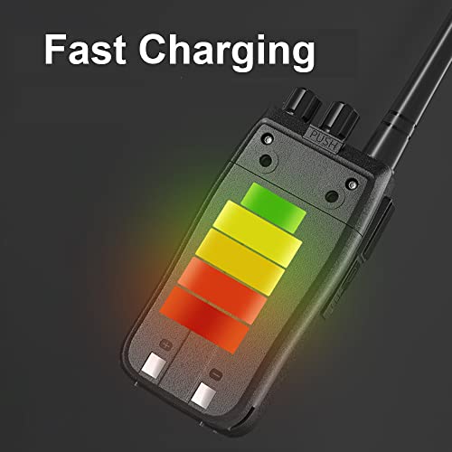 VBTER Walkie Talkies Rechargeable with Earpieces Mic, Two-Way Radios Long Range USB Cable Charging 14 Channel Handheld Transceiver Walky Talky(2 Pack)