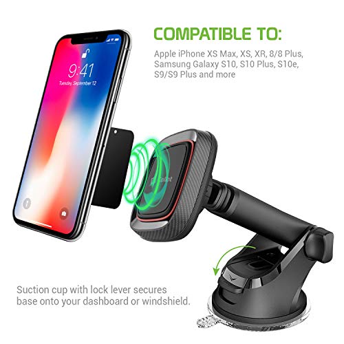 Cellet Magnetic Car Phone Mount, Universal Dashboard & Windshield, Super Strong Suction Cup Car Phone Holder Adjustable Telescopic Long-Arm Compatible with iPhone Samsung Galaxy Google Pixel Moto
