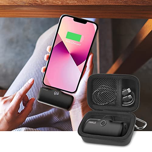 Case Compatible with iWALK Portable Charger Power Bank 4500/ 4800mAh. Charging Battery Pack Holder Storage for LinkPod Mini for iPhone 13/ 12/ 11/ Pro Max, Pocket Organizer for USB-C - Black Bag Only