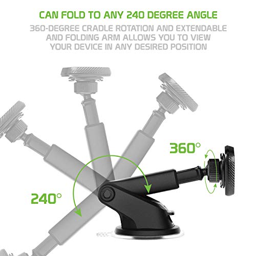 Cellet Magnetic Car Phone Mount, Universal Dashboard & Windshield, Super Strong Suction Cup Car Phone Holder Adjustable Telescopic Long-Arm Compatible with iPhone Samsung Galaxy Google Pixel Moto