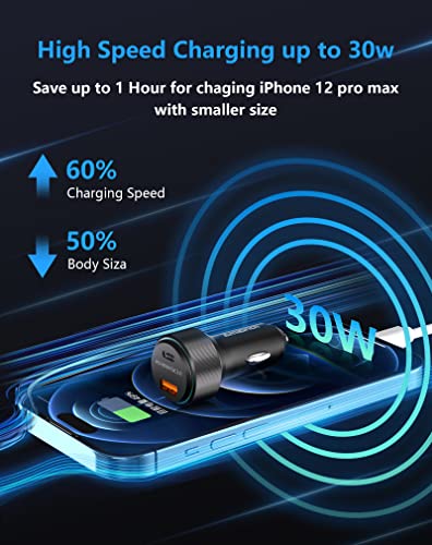 Car Charger USB-C 48W, Amasrich Cigarette Lighter USB Charger, Fast Charge Adapter with Type-C, PD&QC3.0 Dual Port for iPhone/Samsung/Pixel/Android/iPad/Cell Phone