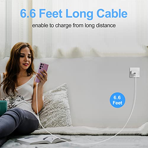 S23 USB C Super Fast Charger, 25W PD Type C Fast Charging Wall Charger Block with 6.6ft Phone Cable for Samsung Galaxy S23 Ultra 5G/S23+/S23/S22/S21/S20/Ultra/Plus/Fe, Note 20/10, A71/A53, Galaxy Tab