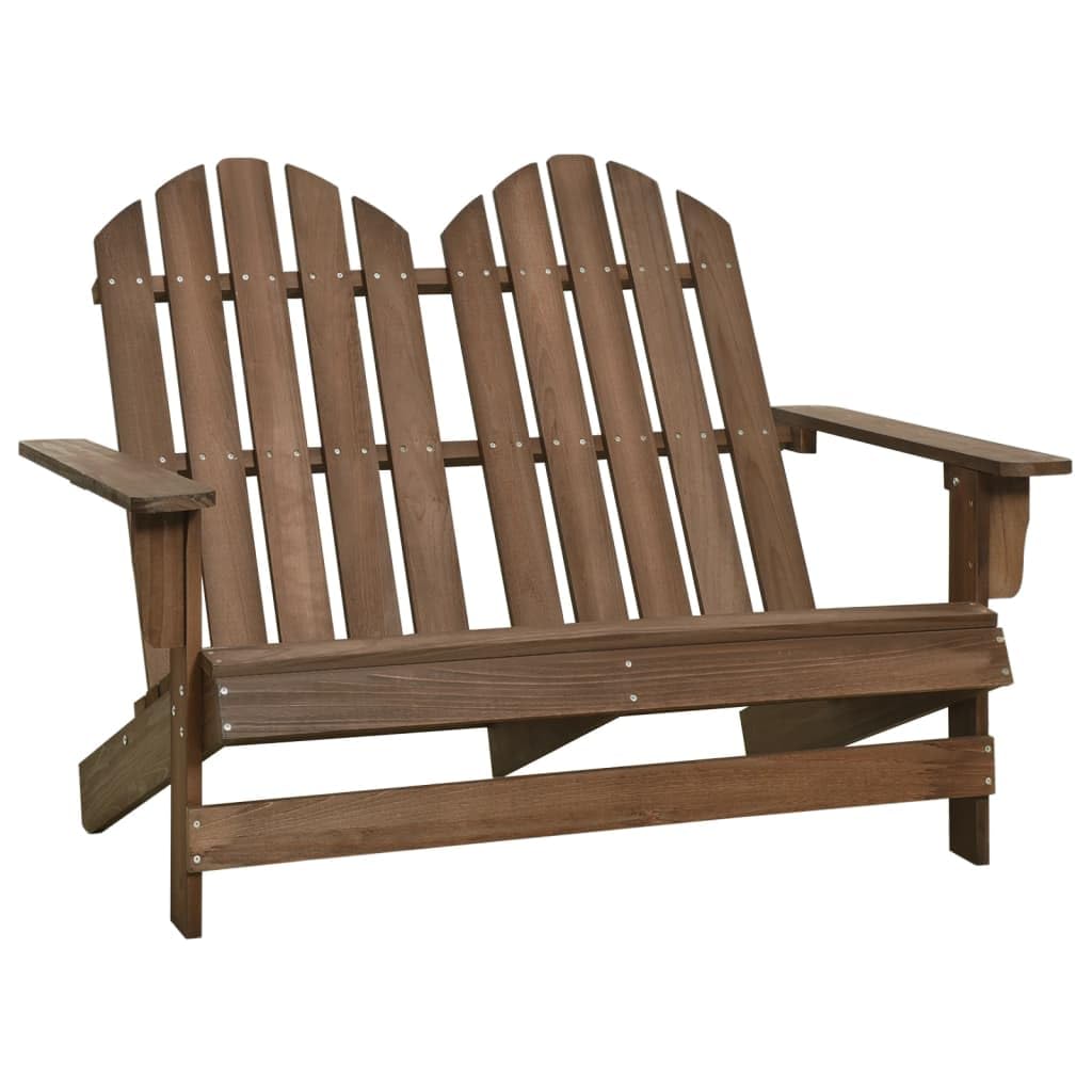 Tidyard 2-Seater Patio Adirondack Chair Solid Wood Fir Brown Outdoor Fire Pit Chair Wooden Garden Armchair for Porch Pool Lawn Deck Backyard Balcony Outdoor