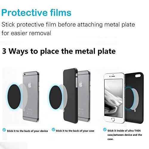 Ozgoe Happy Bell (14 Pack) Universal Mount Metal Plate with Adhesive for All Magnetic Car Mount Cell Phone Holder Cradle-Less Air Vent Mount -– Rectangular and Round,Black