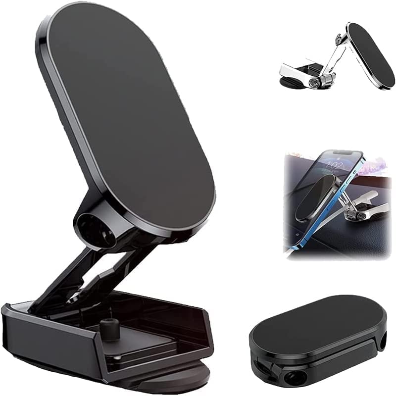 CHUANGJIA 2023 New Alloy Folding Magnetic Car Phone Holder,Magnetic 360° Car Phone Holder Stand Dashboard Folding Bracket,Multifunctional Magnetic Mobile Phone Bracket