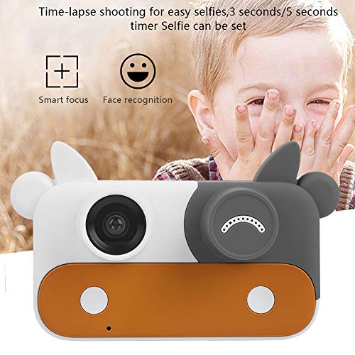 PAKIDS Camera Mini Children Camera Portable Cow Children Camera Mini Cartoon Digital DV Game Gift 400mAh Large Capacity Battery Gift for Kid Children Camera(Brown) (Color : Brown)