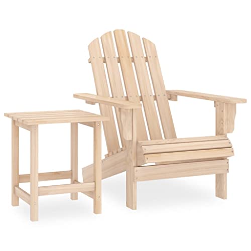 Tidyard Patio Adirondack Chair with Table Solid Fir Wood Outdoor Fire Pit Chair Wooden Garden Armchair for Porch Pool Lawn Deck Backyard Balcony Outdoor