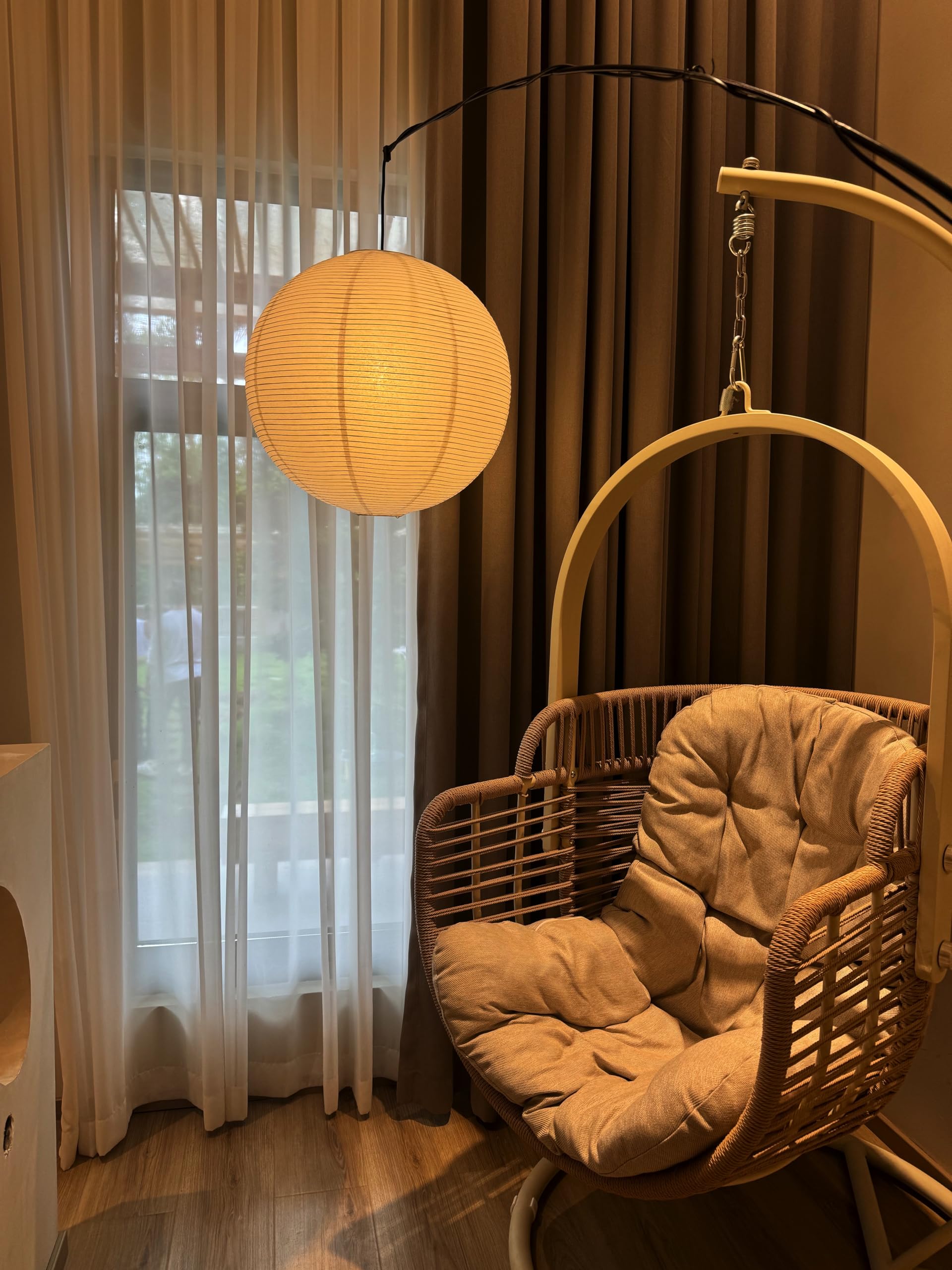 Henjjras White Round paper lamp shade 50cm(19Inch) Chinses Lantern Pendant Lamp Shade,Large Foldable Lampshade