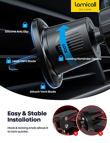 Lamicall Phone Mount for Car, [One Touch Auto Clamping] Car Cell Phone Holder Mount Dashboard Windshield Vent for iPhone 14 13 12 Pro Max, Samsung Galaxy S22 All Phones