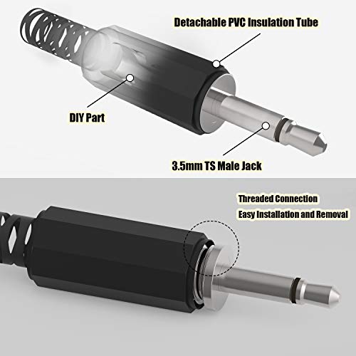 Ancable 10-Pack TS Mono Male Plug 1/8" 3.5mm Solder Type DIY Audio Cable Connector