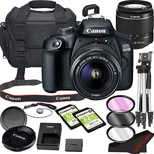 Canon EOS 2000D (Rebel T7) DSLR Camera Bundle with 18-55mm Lens | Built-in Wi-Fi|24.1 MP CMOS Sensor | |DIGIC 4+ Image Processor and Full HD Videos + 64GB Memory(17pcs) (Renewed)