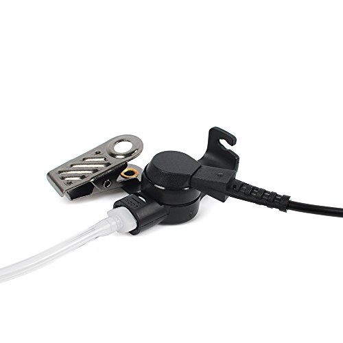HYS 2.5mm Receiver/Listen ONLY Surveillance Acoustic Tube Earpiece Headset Shoulder with One Pair Medium Earmolds(Left and Right)