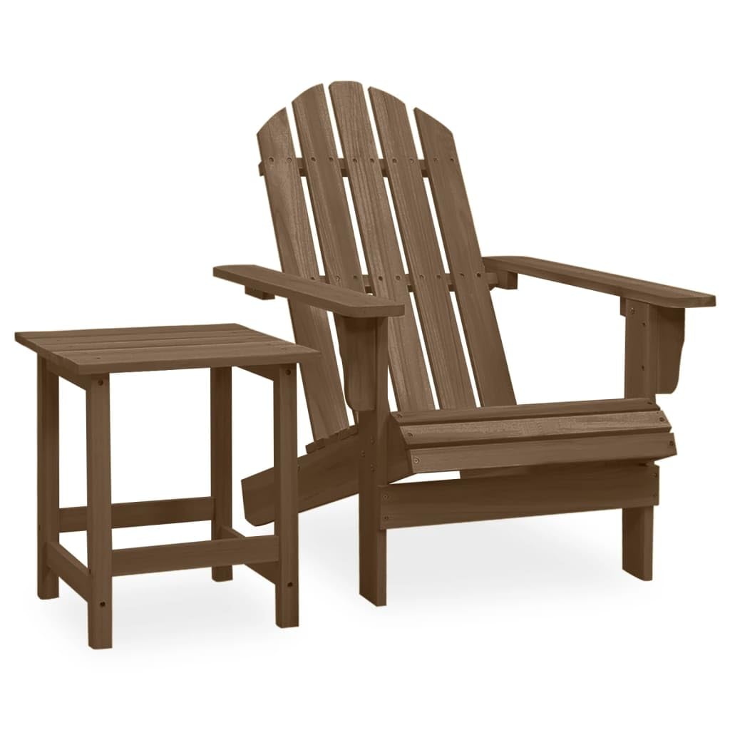Tidyard Patio Adirondack Chair with Table Solid Fir Wood Brown Outdoor Fire Pit Chair Wooden Garden Armchair for Porch Pool Lawn Deck Backyard Balcony Outdoor