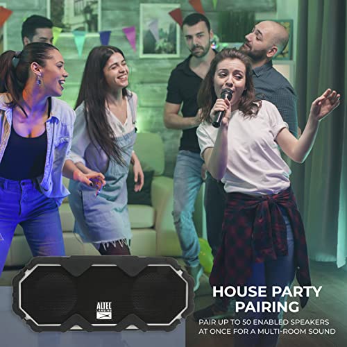 Altec Lansing Mini LifeJacket Jolt Bluetooth Speaker with Qi, Wireless, Waterproof, Portable, Speakers, Loud Volume, Strong Bass, Rich Stereo System, Microphone, 16 Hour Battery, 100 ft Range, Gray