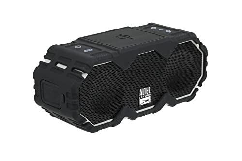Altec Lansing Mini LifeJacket Jolt Bluetooth Speaker with Qi, Wireless, Waterproof, Portable, Speakers, Loud Volume, Strong Bass, Rich Stereo System, Microphone, 16 Hour Battery, 100 ft Range, Gray