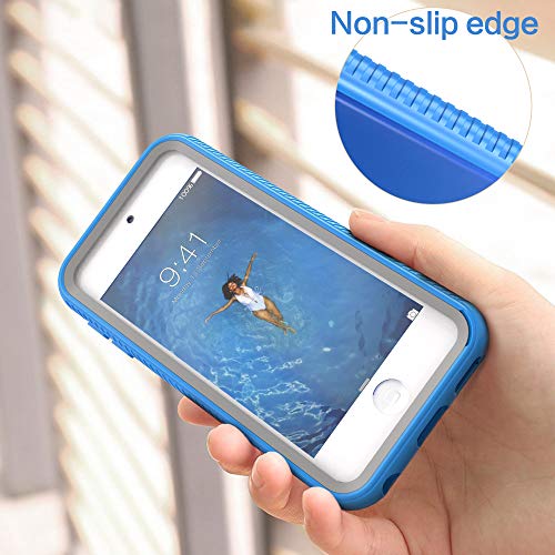 IDYStar iPod Touch 7th Generation Case, 2 in 1 Shockproof iPod Case with 2 HD Screen Protectors, Hybrid Heavy Duty Protection Shock Resistant Cover for iPod Touch 5/6/7th Generation, Sky Blue