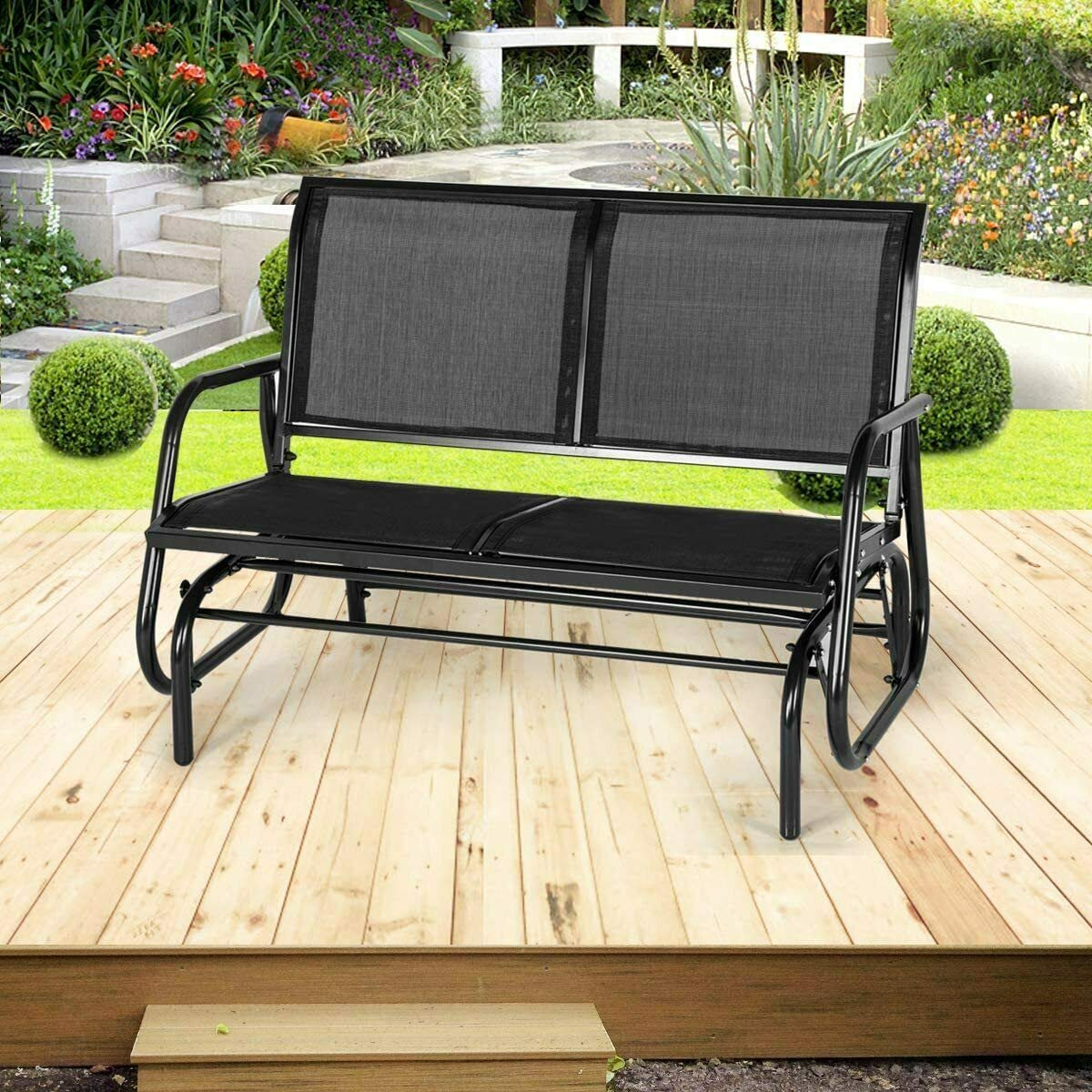 Alek...Shop Glider Bench Loveseat Rocking Chair 2-Person Seat Double Swing Chair, Essential Perfect for Patio, Porch, Garden, Indoor Outdoor