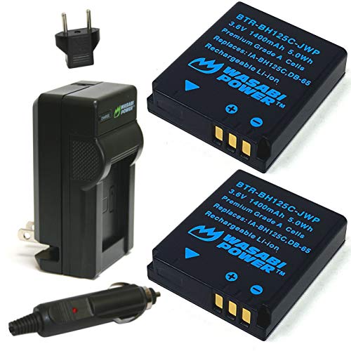 Wasabi Power Battery (2-Pack) and Charger for Ricoh DB-65 and Ricoh G700, G700SE, G600, GR, GR Digital, GR Digital II, GR Digital III, GR Digital IV, GX100, GX200, Caplio R3, R4, R5, R30