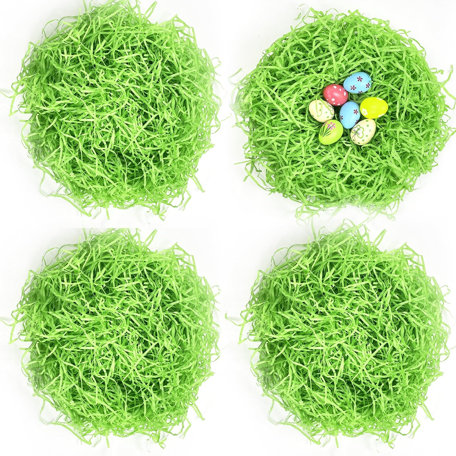 Wittocs Easter Green Grass Recyclable Paper Shred for Easter Basket Filler Creative Eggs Decor Filler Party Decoration Gift Packaging 200g