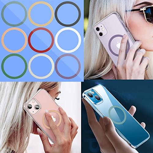 9 Pack Metal Ring Sticker for Magsafe, Magnetic Ring for Wireless Charging Magsafe Ring, Compatible with iPhone 13/12/11/X/8 Pro/Pro Max, Galaxy S21 Car Phone Mount Holder (9 Colors)