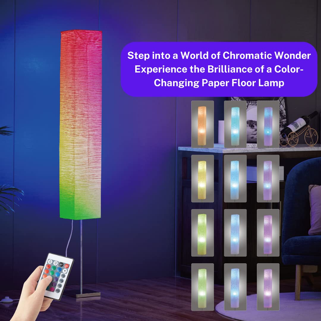 LIGHTACCENTS Honors Color Changing Floor Lamp With Two RGB LED Bulbs And Remote Control - Select From 4 Color Changing Modes. The Remote also has a built-in dimmer.