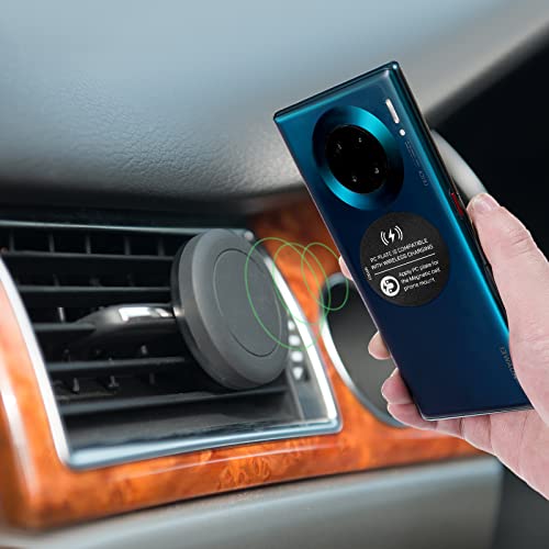 12 Pieces Metal Plate for Phone Magnet Wireless Charging Compatible Cradle Disc Round Rectangle Phone Magnet Sticker Black Magnetic Metal Plate Cell Phone Automobile Cradles for Magnetic Car Phone