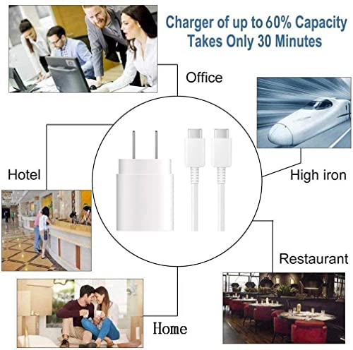 Samsung USB-C Super Fast Charging Wall Charger-25W PD Charger Adapter with Type-C Cable(5ft) for Samsung Galaxy S22/S22 Ultra/S22+/S21/S21+/S21 Ultra/S20/S20+/S20 Ultra/Note 20 Ultra(White)